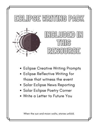 Solar Eclipse 2024 Writing Pack Middle and High The Great American ...