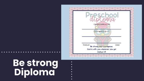 Religious preschool diploma / Editable Christian Certificate / Owl theme