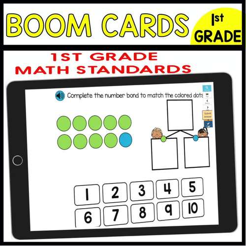 Number Bonds to 10 using Boom Cards No Prep 1st Grade Math Centers