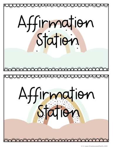 Boho Rainbow Affirmation Station English Spanish by CreateLoveandTeach
