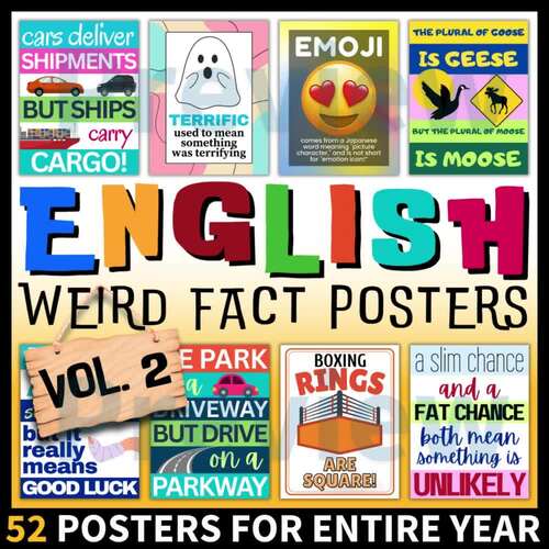 Weird English Posters Set 2 Classroom Decor | ELA Funny Fun Fact ...