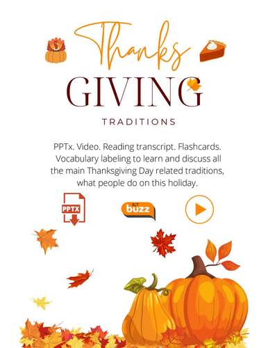 Thanksgiving Is ... PPTx. Video. Flashcards. Vocabulary. Holiday. ESL ...