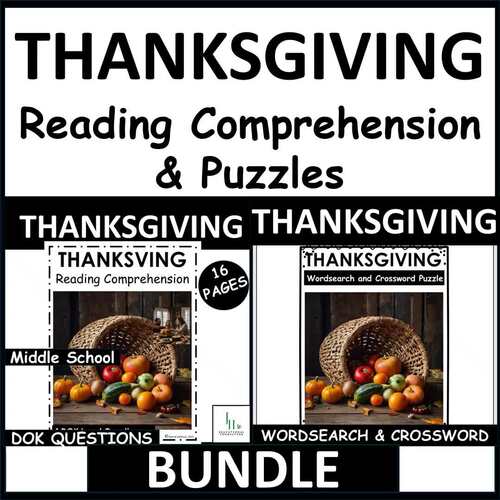Thanksgiving Reading Comprehension Activity | Wordsearch Crossword ...