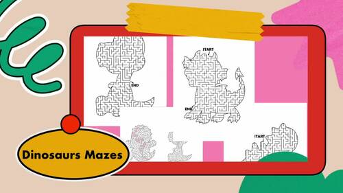 Dinosaur Shape Mazes For Kids| Summer Mazes Activity For Kids | TPT