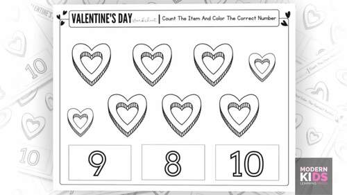 Counting Objects to 20 Valentine Days Objects - Autism Math Activities ...