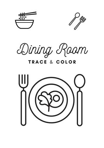 Dining Room (Trace & Color) by Mazic Worksheet | TPT