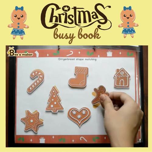 Interactive Christmas busy book or busy binder for preschool by Bee a maker