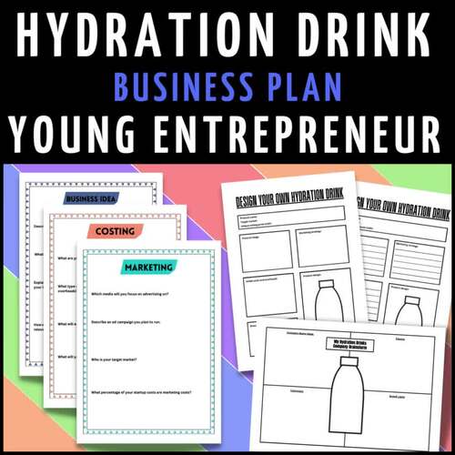 Hydration Drink Company Business Plan Worksheet Pack by Organised Educator