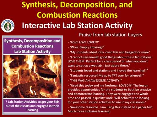 Synthesis, Decomposition & Combustion Reactions - 7 Engaging Lab Stations