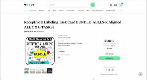 Receptive & Labeling Task Card BUNDLE [ABLLS-R Aligned ALL C & G TASKS]