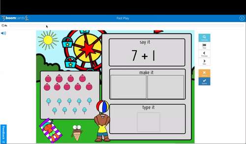 Boom Cards™ Summer Theme: Addition Facts (#1-9) by Meaningful Sped Teaching