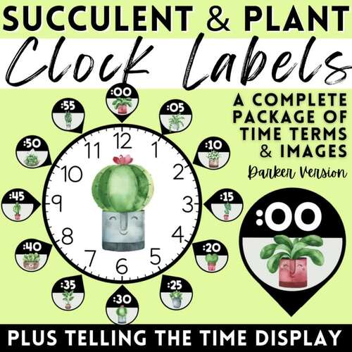 Clock Labels & Time Vocabulary Display | Succulent & House Plant ...