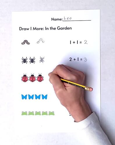 Draw One More in the Garden Math Special Education Number Sense Worksheets