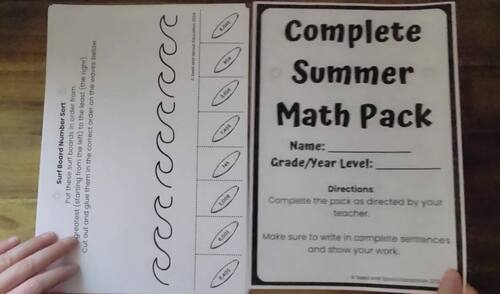 End of Year Summer Number Geometry Probability Math Pack for Grades 3 and 4