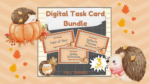 Reading Fall Themed Digital Task Cards Bundle by RobinBirdCreations
