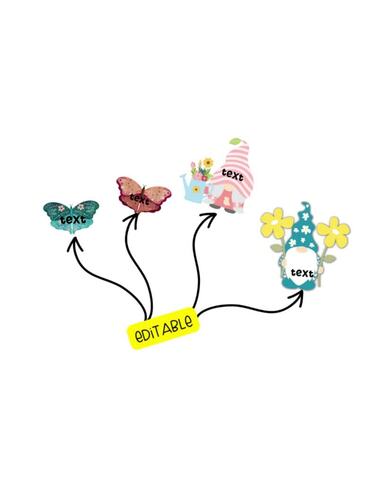 Gnomes Bulletin Board Kit Spring Flower Summer Door Decor Editable