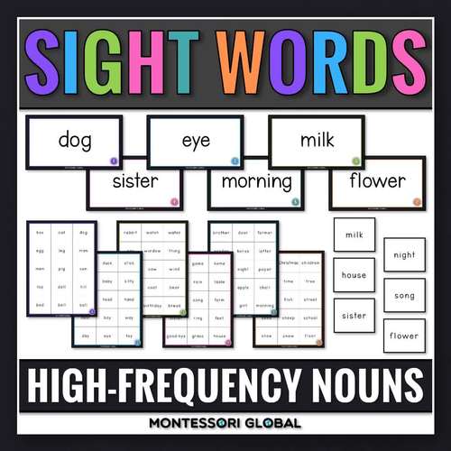 High-Frequency Nouns Sight Word Practice by Montessori Global | TPT
