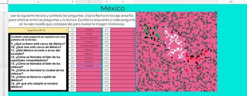 Mexico Digital Spanish Reading Activity Mystery Picture Spanish Pixel Art