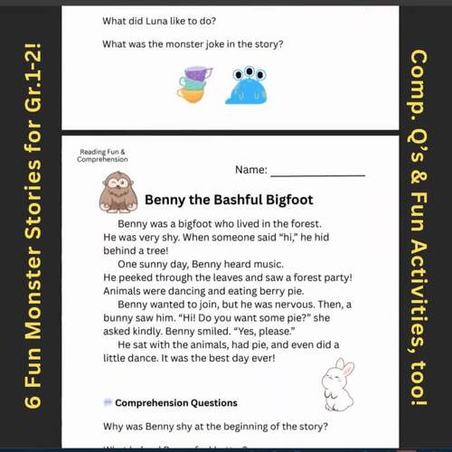 Silly Monster Stories with Grammar & Giggles | Printable Literacy Pk ...