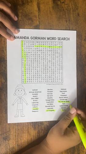 Amanda Gorman Word Search Coloring Page | Black History Month Activity