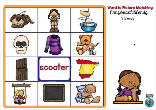 S BLENDS WORD TO PICTURE MATCH BOOM CARDS GAME PHONICS BEGINNING ...