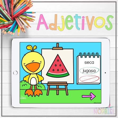 Adjectives in spanish Boom Cards, Adjetivos Digital learning by Miss ...