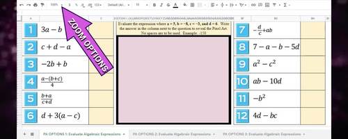 PIXEL ART: Evaluate Algebraic Expressions DISTANCE LEARNING | TPT