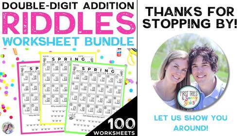 Double-Digit Addition Math Riddles Worksheets Bundle | 2x2 Digit Math Jokes