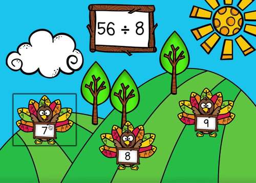 Thanksgiving Catch the Turkey Division Fact Fluency Practice Math Boom ...