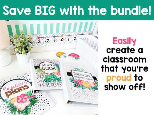 Tropical Classroom Decor Bundle Editable Jungle Classroom Decor Bright ...