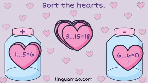 Addition and Subtraction within 20. Digital sorting game. St Valentine ...