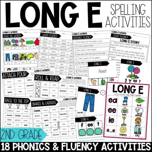 Long E Vowel Teams Worksheets, Activities & Games 2nd Grade Phonics or ...