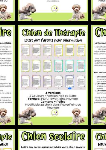 French: Chien de thérapie | Lettre aux parents | Chien d'école ...