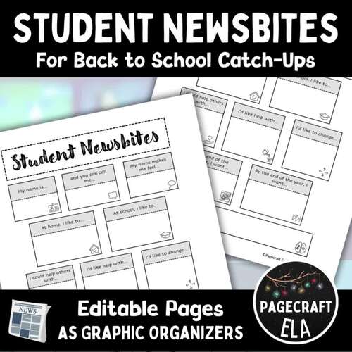 Back to School News Introduction Activity in Editable Graphic Organizer ...