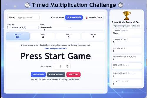 Timed Multiplication Practice | Math Facts (Speed & Beat the Clock ...