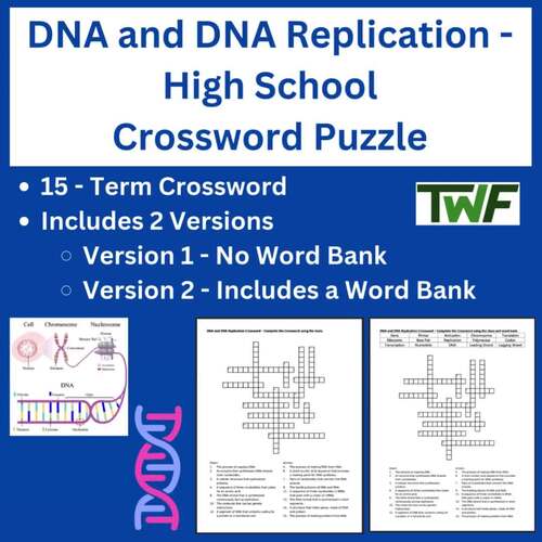 DNA and DNA Replication - Crossword Puzzle Activity by Teach With Fergy