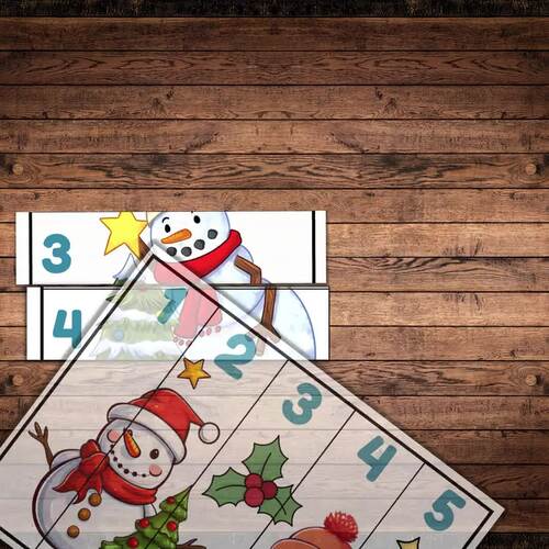 Christmas Snowmen 1-5 Number Sequencing Puzzle Number Sense to 5