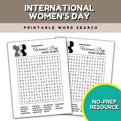 International Women's Day Word Search Activity Printable PDF, Women's ...