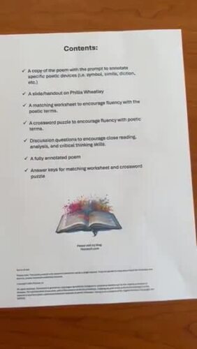 Complete high school level ELA lesson on Phillis Wheatley's "On ...