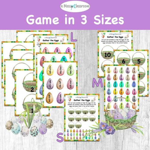 2nd Grade Easter Math Game Subtraction 2.NBT.B.7 Matching Hide-&-Seek ...