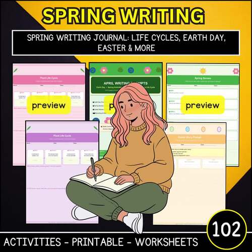 Spring Writing Journal: Life Cycles Earth Day Easter & More FOR KIDS ...