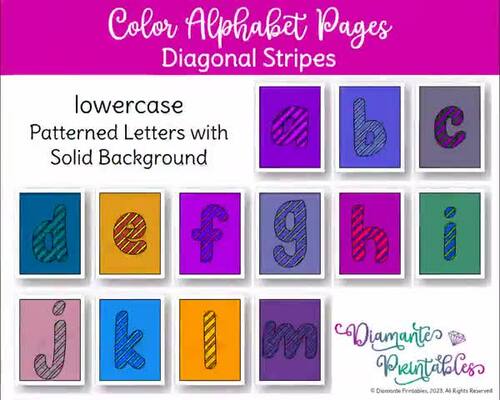 Printable Alphabet Poster Bundle | Diagonal Stripes Bulletin Board Letters