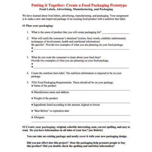 Design Food Packaging Activity | STEM, FACS, FCS, Advertising | TPT