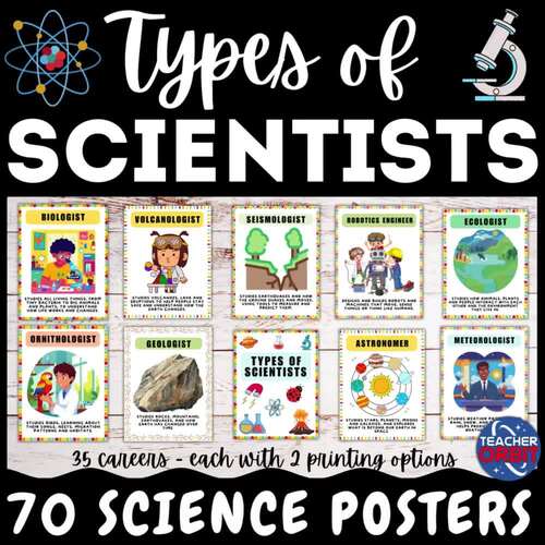 Science Posters Type of Scientists Bulletin Board Classroom Decor Back ...