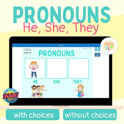 Third Person Pronouns (He, She, They) Speech Therapy Boom Cards™ by Mau SLP