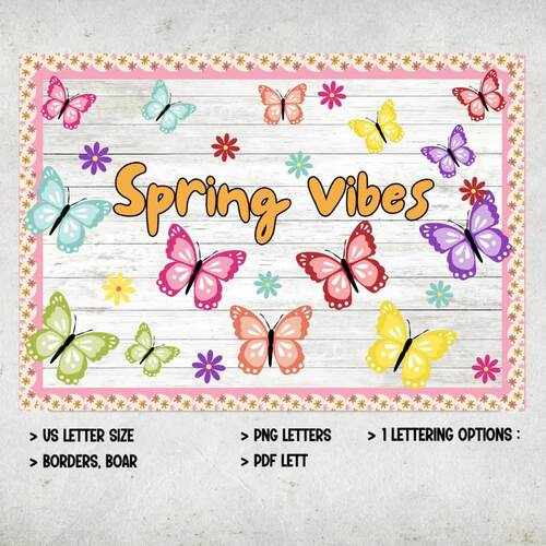 Butterfly Classroom Decor Spring Bulletin Board Kit March Door Decor