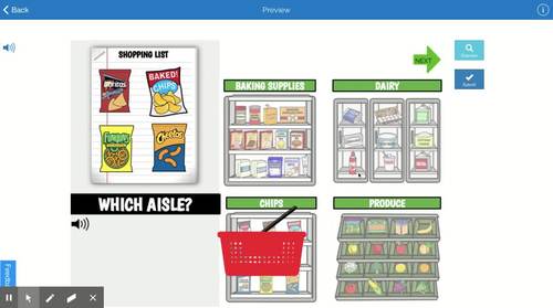 Virtual Grocery Shopping Level 1 Boom Cards SS | TPT