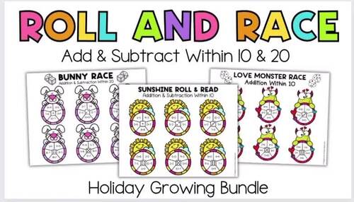 Holiday Roll and Race Math Dice Games - Addition & Subtraction Within ...