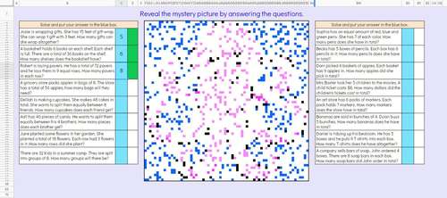 Digital Math Pixel Art Mystery 3rd Grade Multiplication & Division Word ...