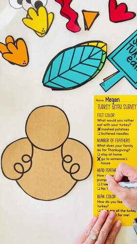 Turkey Thanksgiving November Fall Craft Glyph Activity Bulletin Board ...